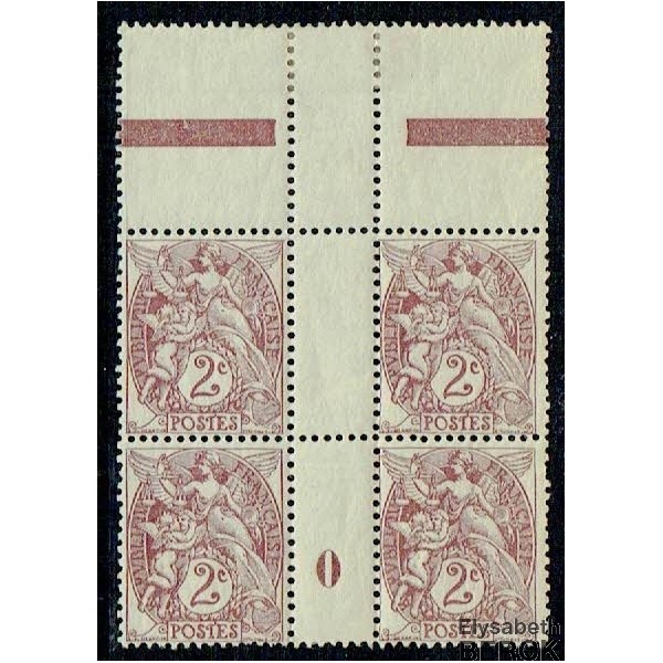 France - n° 108 - 2c type blanc - Millésime 0 en bloc de 4 haut de ...